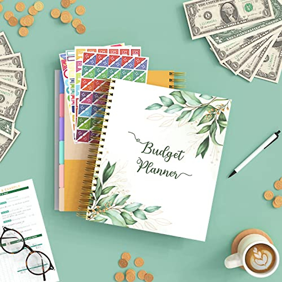 SOLIGT 8.5 x 11 inches Large Budget Planner and Monthly Bill Organizer – Premium Hardcover Budget Book with 12 Pockets – Monthly Budget Planner for Savings, Debt, Expense Tracking – Budget Tracker with Stickers