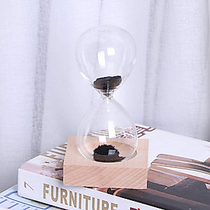 Worii Sand Clock Decor, Household Desktop Magnetic Glass Sand Clock Hourglass Timer with Base Decoration Ornament