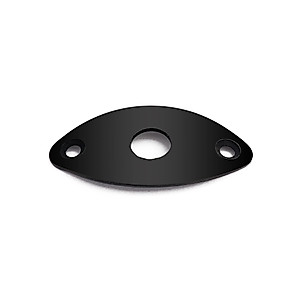 Bogart Guitar Jack Socket Plate Curved Oval Football Style Output Jack Plate Compatible with Les Paul Ibanez Jackson Guitar or Bass with Mounting Screws Black. (HJ 003-BK)