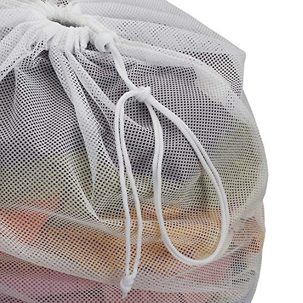 Nicunom 6 Pack Sturdy Coarse Mesh Laundry Bags, 24"x 36" Large Drawstring Laundry Bag Durable Machine Washable Storage Bag for College, Dorm and Apartment Dwellers, White