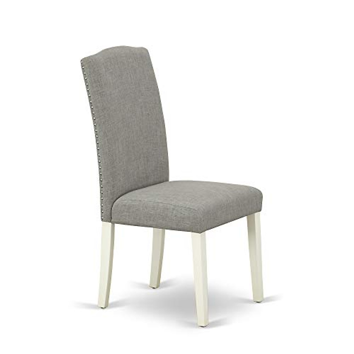 East West Furniture HBEN3-LWH-06 3 Piece Dining Table Set Contains a Round Dining Room Table with Pedestal and 2 Dark Shitake Linen Fabric Parsons Chairs, 42x42 Inch, Linen White