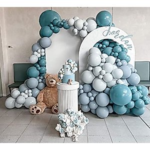 Dusty Blue Balloon Garland Blue White Balloon Arch Double Stuffed Latex Balloons Slate Blue Balloon Garland Kit For Baby Shower Birthday Wedding Anniversary Party Decorations