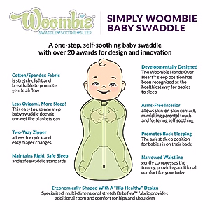 Woombie Simply Baby Swaddling Blanket I Soothing, Cotton Baby Swaddle I Wearable Baby Blanket, Blue Moon, 0-3 Months