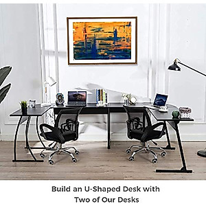 CHADIOR L Shaped Corner Computer Gaming Desk 58" L x 44" W Modern Workstation Table for Small Space Home Office, Black