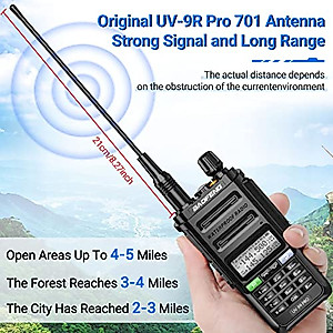 2Pack BAOFENG UV-9R PRO Tri-Power Dual Band IP67 Waterproof Two-Way Radio Long Range Rechargeable Walkie Talkie with Extra ABBREE 42.5inch Tactical Antenna