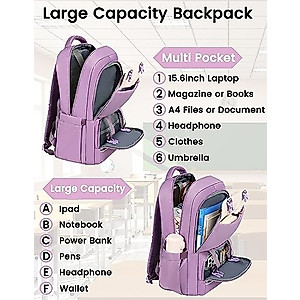 FALANKO Backpack for Girls,15.6 inch Women Laptop School College BookBag with USB Charging Port, High Middle Elementary School Backpack For Teen Students,Large Capacity Travel work Daypacks for Women