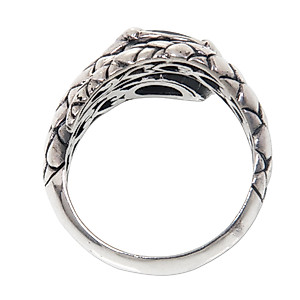 NOVICA Artisan Handmade Amethyst Ring Sterling Silver Cocktail with Snake Motif Purple Single Stone Indonesia Animal Themed Birthstone Halloween [ring Front 0.6 in L x 0.8 in W x 0.2 in D Band Width ]