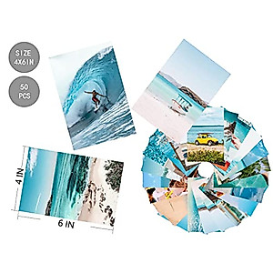Wall Collage Kit Aesthetic Pictures For Room Wall-Decor - Wall Collage Kit Bedroom Decor For Teen Girls - 50PCS Blue Beach Posters For Room Aesthetic 4" x 6"…