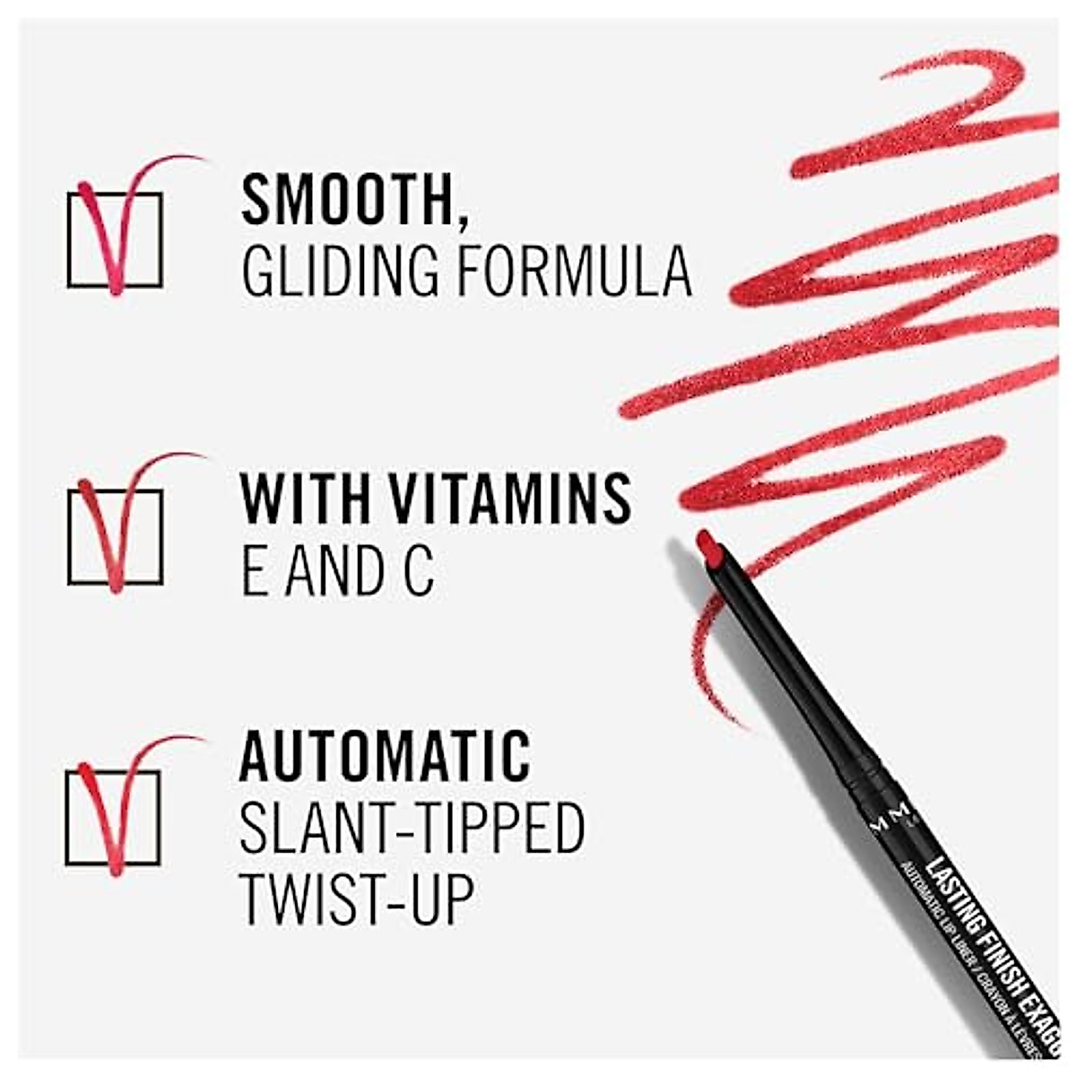 Rimmel Lasting Finish Exaggerate Automatic Lip Liner - Rich, Smooth Formula for Long Lasting Lip Looks - 024 Red Diva, .01oz