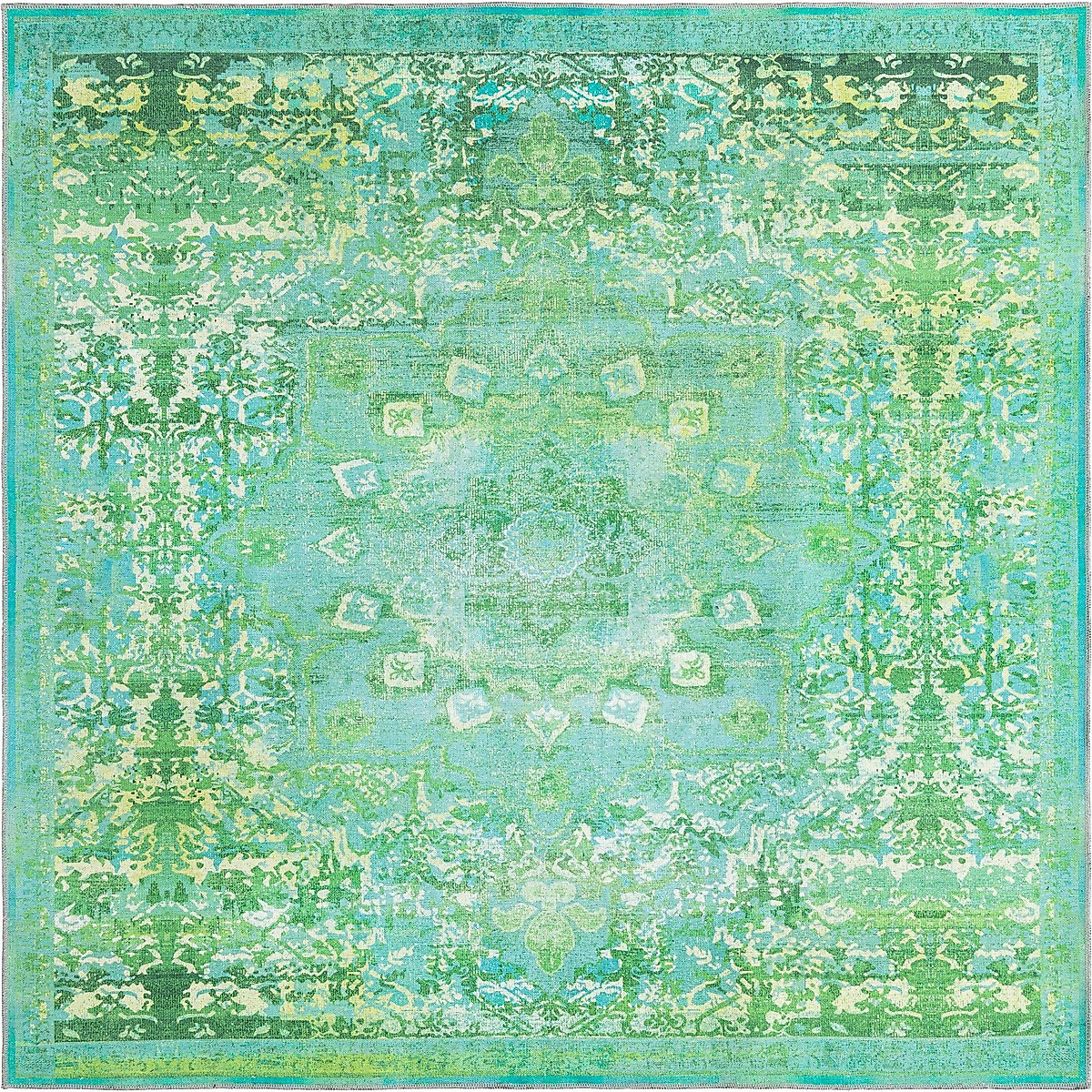 Unique Loom Renaissance Collection Area Rug - Roma (7' 3" Square, Spring Green/ Light Blue)