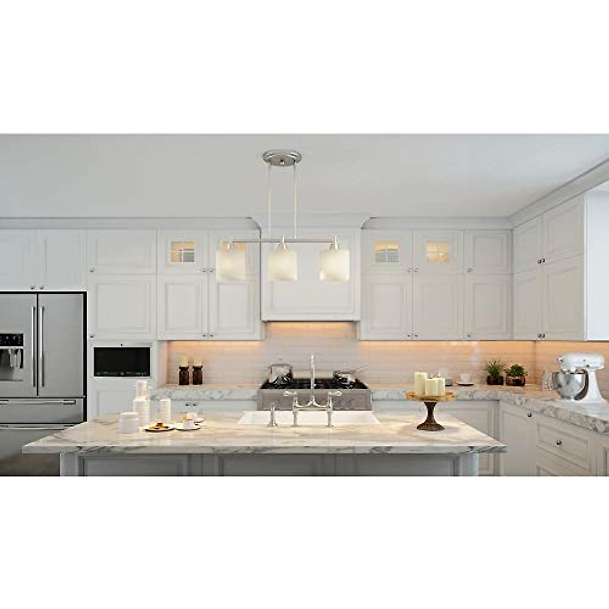 Hampton Bay 1000014949" Oron Three Light Island Brushed Nickel Chandelier