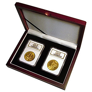 Display box for two NGC/PCGS/Premier/Lil Bear Elite Coin Slab Mahogany Matte Finish