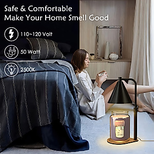 Tivleed Candle Warmer Lamp Dimmable Light Black Electric Candles Melter with Timer - Adjustable Wax Lantern Warmers with Bulbs for Melting Jar Candle - for Scented Home Bedroom House