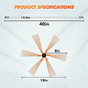 CLLVGOKD Chimney Sweep Kit 26FT Chrome Button Locking System Chimney Cleaning kit with 8 Reinforced Nylon Flexible Rods Snap Locking 45 Degree Angle Driven by Drill for Fireplace Flue Home Use