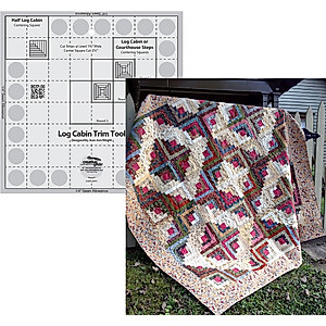 Bundle of Creative Grids Log Cabin Trim Tool for 8" Finished Blocks Quilt Ruler (CGRJAW1) and Country Retreat Log Cabin Pattern by Cut Loose Press
