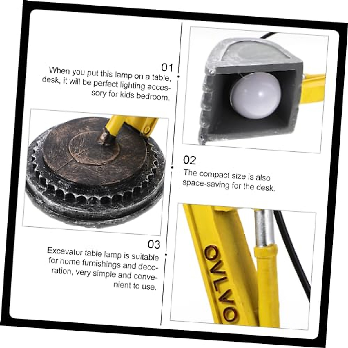 Baluue Excavator Table Lamp, Unique Night Light Excavator Shaped Industrial Design Led Light with Charging Cable Bedroom Night Light Excavator Model Night Lamp for Boys Desktop Decor