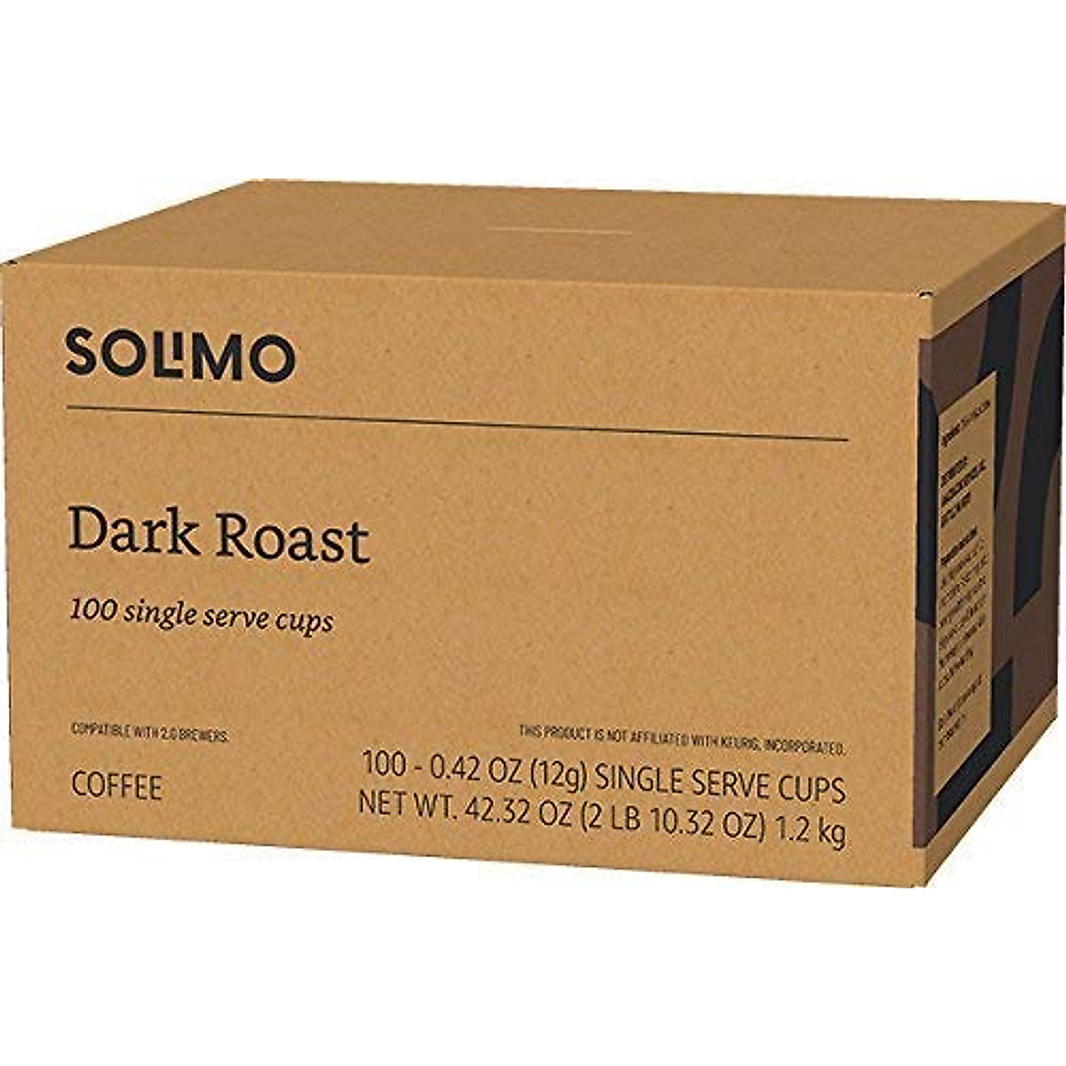 Amazon Brand - 100 Ct. Solimo Dark Roast Coffee Pods, Compatible with Keurig 2.0 K-Cup Brewers 100 Count(Pack of 1)