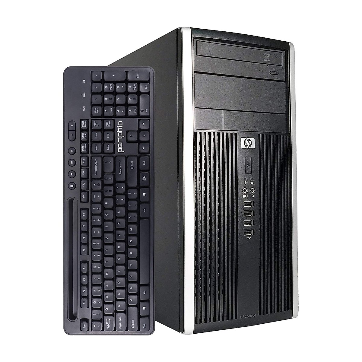 HP 6200 Desktop Tower Computer, Intel Core i7 Quad Core, 8GB RAM, 240GB Solid State Drive, DVD, Wi-Fi, Windows 10 Pro, Periphio Wireless Keyboard and Mouse (Renewed)