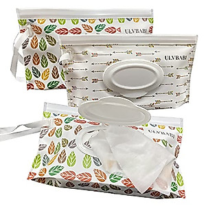 Portable Pouch Bags Set, 2 Pack Wet Wipe Holder Container, Reusable and Refillable Personal Travel Wet Wipes Dispenser Cases