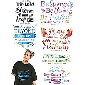 Laumoi Iron on Decals for Clothing Iron on Transfers for T Shirt HTV Heat Transfer Iron on Patches Bible Verse Jesus Inspirational Quote Sticker Applique for Hat Jacket DIY Craft (6 Pcs, Faith)