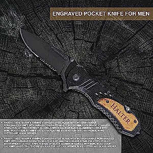 Krezy Case Best Pocket Knife for Dad, Pocket Knife for Daily Use, Engraved Pocket Knife W/Wood Handle and Box for Dad, Fathers Day Idea