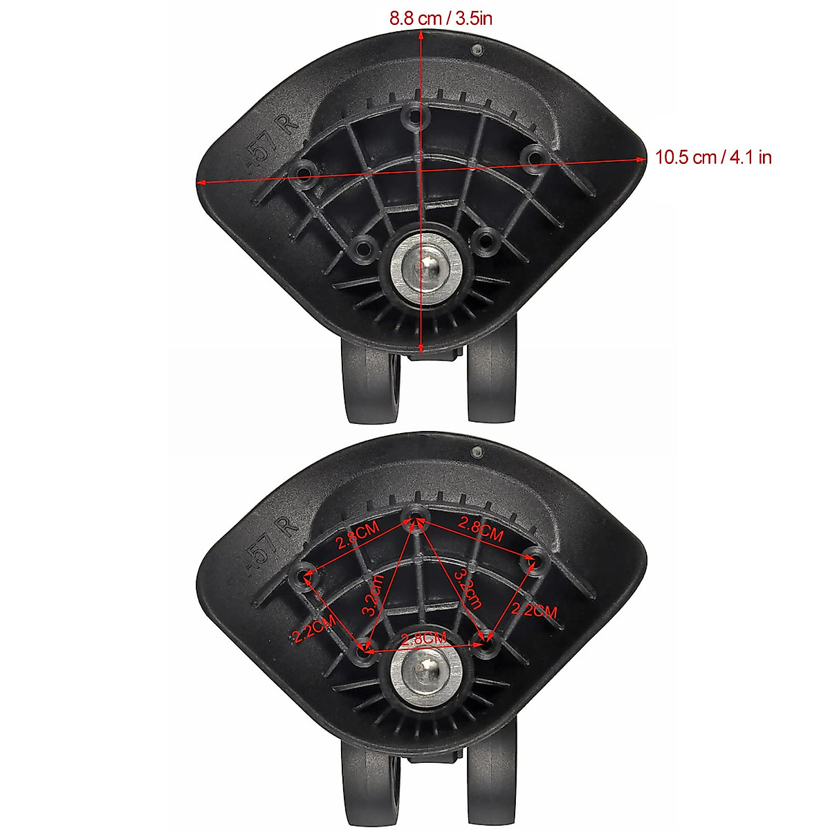 Luggage Suitcase Replacement Wheel, 360 Degree Swivel Caster Wheel Black Plastic Travel Luggage Trolley Spare Rotating Wheel for Outdoor Repair Replacement