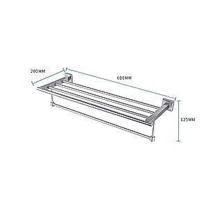 Wall Mounted Multifunction Storage Holder Towel Bar Rail Towel Rack 304 Stainless Steel Brushed with Hook Bath Towel Shelf Bathroom Storage Rack for Kitchen Bathroom