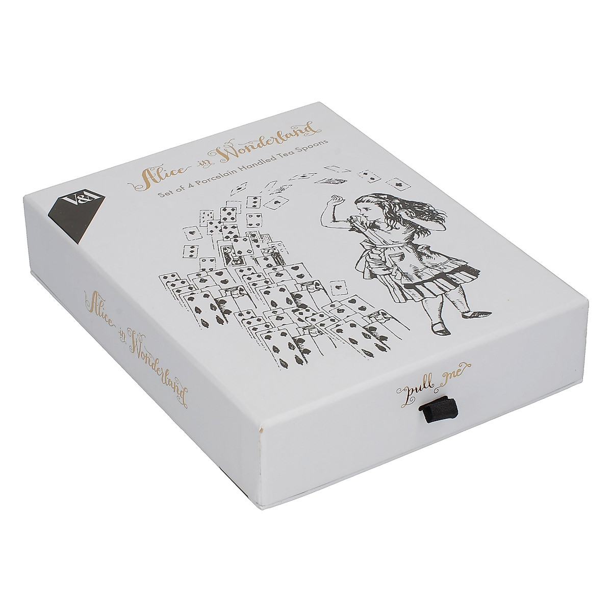 V&A Alice in Wonderland Stainless Steel Teaspoons with Decorative Porcelain Handles, 15.5 cm (6") - White