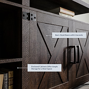 BELLEZE 58" TV Stand for TVs Up to 65", Modern Entertainment Center & TV Cabinet with Storage Shelves and Cabinet, Wood Storage Cabinet Media Console Table for Living Room Bedroom, Espresso