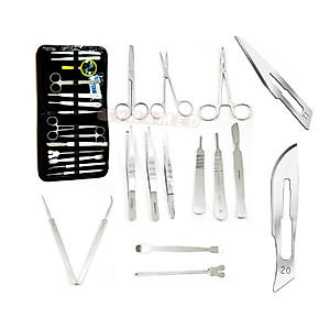 Premium 34 Pcs Advanced Biology Lab Anatomy Student Dissecting Dissection Kit Set with Scalpel Knife Handle Scalpel Blades (All in One with Zipper Case) Blades