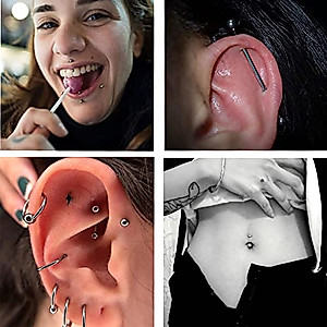 Aumeo 140PCS Stainless Steel Body Piercing Kit 14G 16G 20G Piercing Needles Belly Button Rings Tongue Tragus Cartilage Helix Daith Rook Earring Lip Eyebrow Nose Rings Body Jewelry Tool