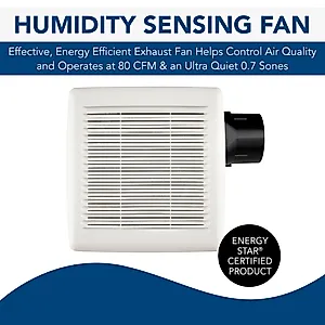 Broan Flex™ Series 80 CFM 0.7 Sones Humidity Sensing Ventilation Fan Energy Star®