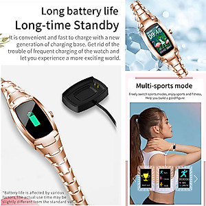 GMYOOD Smart Watch for Women, 2022 Smart Watch for Android Phones & iPhone Compatible, IP67 Waterproof Stainless Steel Activity Tracker with Blood Pressure Heart Rate SpO2 Sleep Tracker (Gold)