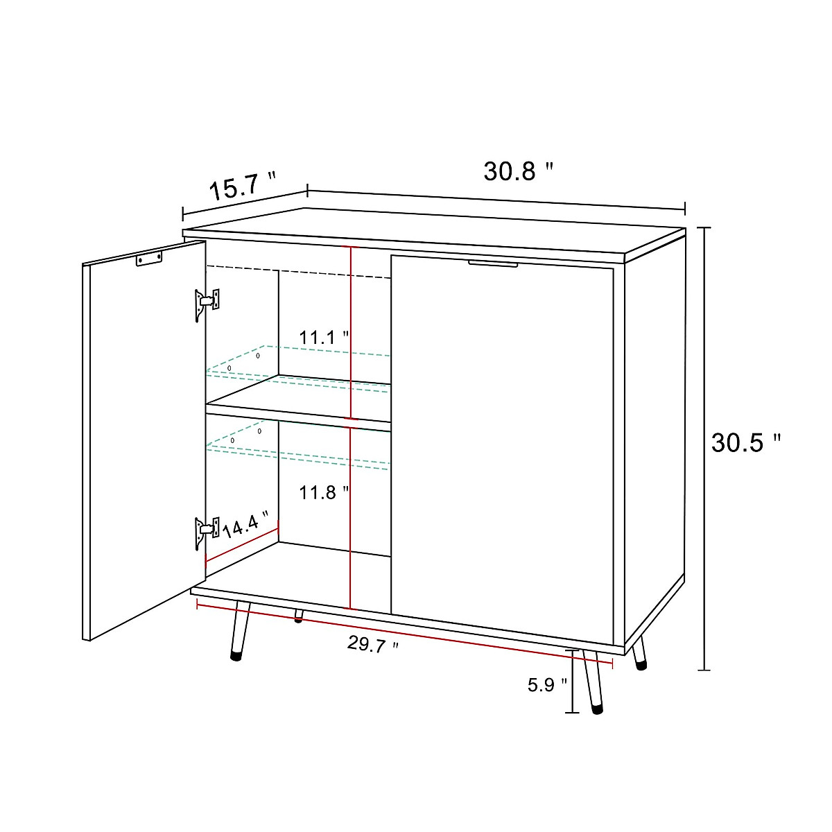 Anmytek Modern Sideboard Buffet Cabinet, Natural Oak Accent Cabinet with 2 Doors and Adjustable Shelf Spaicous Storage Cabinet for Living Room Kitchen Hallway, H0058