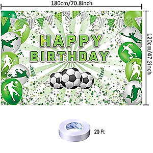 Soccer Themed Birthday Party Decoration Soccer Happy Birthday Backdrop Photo Background Banner Poster for Soccer Party Decorations Party Supplies 70.8 x 47.2 Inch
