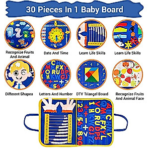 DEMAM Preschool Montessori Toddler Busy Board for 3-6 Year Old,Preschool Learning Activities Toys, Sensory Board for Fine Basic Dress Motor Skills,Autism Basic Life Skills&Travel Toys Old Boys/Girls
