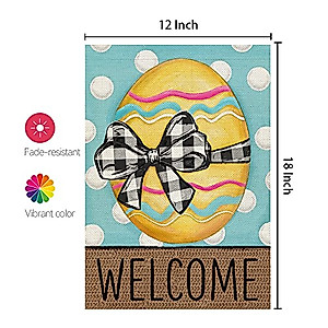 CROWNED BEAUTY Easter Egg Garden Flag 12x18 Inch Double Sided for Outside Burlap Small Polka Dots Yard Holiday Decoration CF709-12