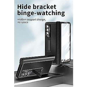 WenKa Plating Leather Case for Samsung Galaxy Z Fold 4 3 2 5 G Magnetic Kickstand Carbon Fibe Screen Protector Phone Cover,Carbon White,for Galaxy Z Fold 5