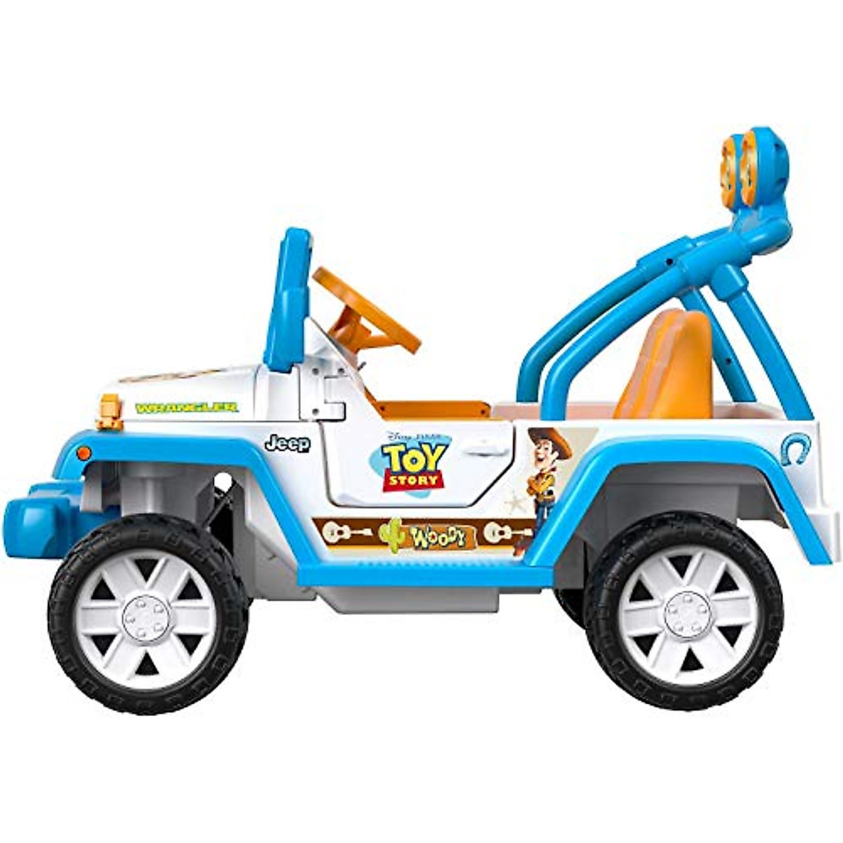 Power Wheels Disney Pixar Toy Story Jeep Wrangler, 12V battery-powered ride-on vehicle for preschool kids ages 3-7 years