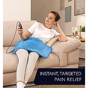 Double Sided XL Electric Heating Pad for Back Pain & Cramps Relief, Heat Pad with 6 Heat Settings, Auto Shut Off, Machine Washable, Ultra Soft, Gifts for Women, Gifts for Men (12"x24" Electric Blue)