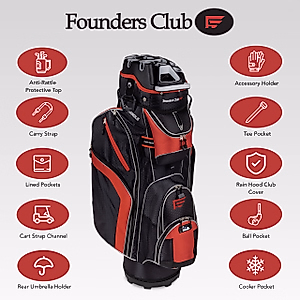 Founders Club Premium Cart Bag with 14 Way Organizer Divider Top (White Navy)