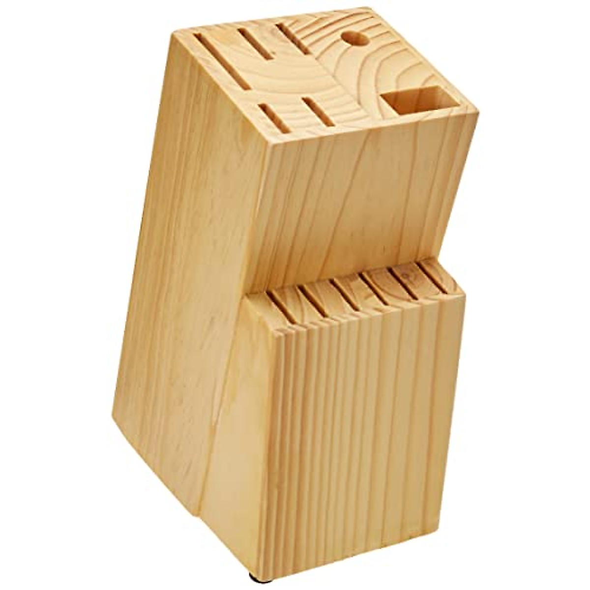 Amazon Basics 14-Piece Kitchen Knife Set with High-Carbon Stainless-Steel Blades and Pine Wood Block, Black