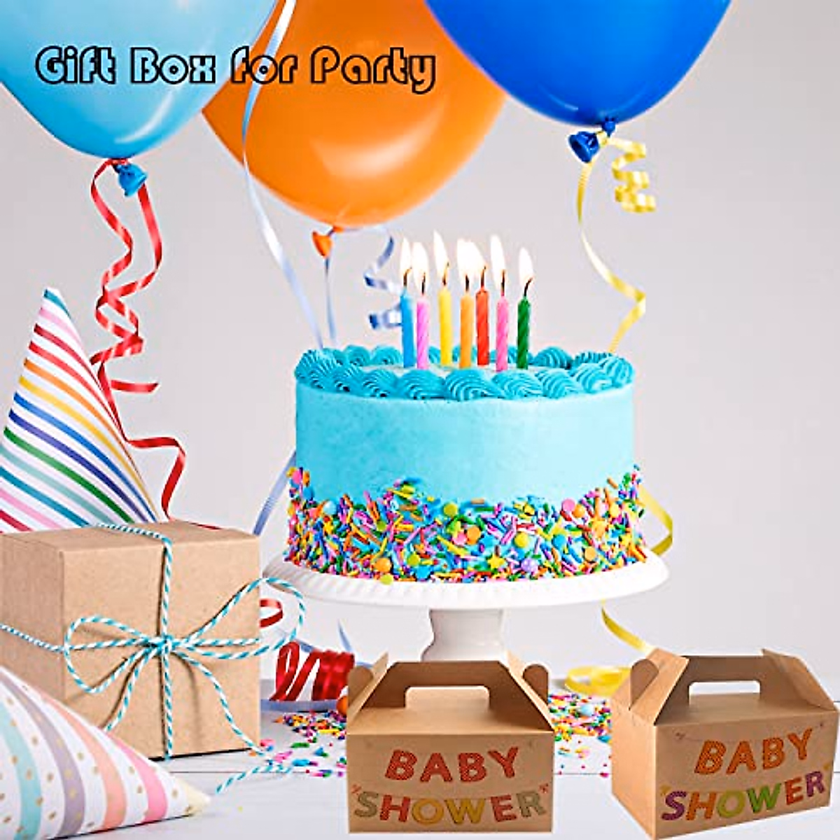 Unarty 30 Pcs Large Gable Boxes with Handle, 8 x 5 x 4 Inch Kraft Gable Boxes for Gift, Large Treat Boxes with Handles for Wedding, Baby Shower, Paper Gable Treat Boxes