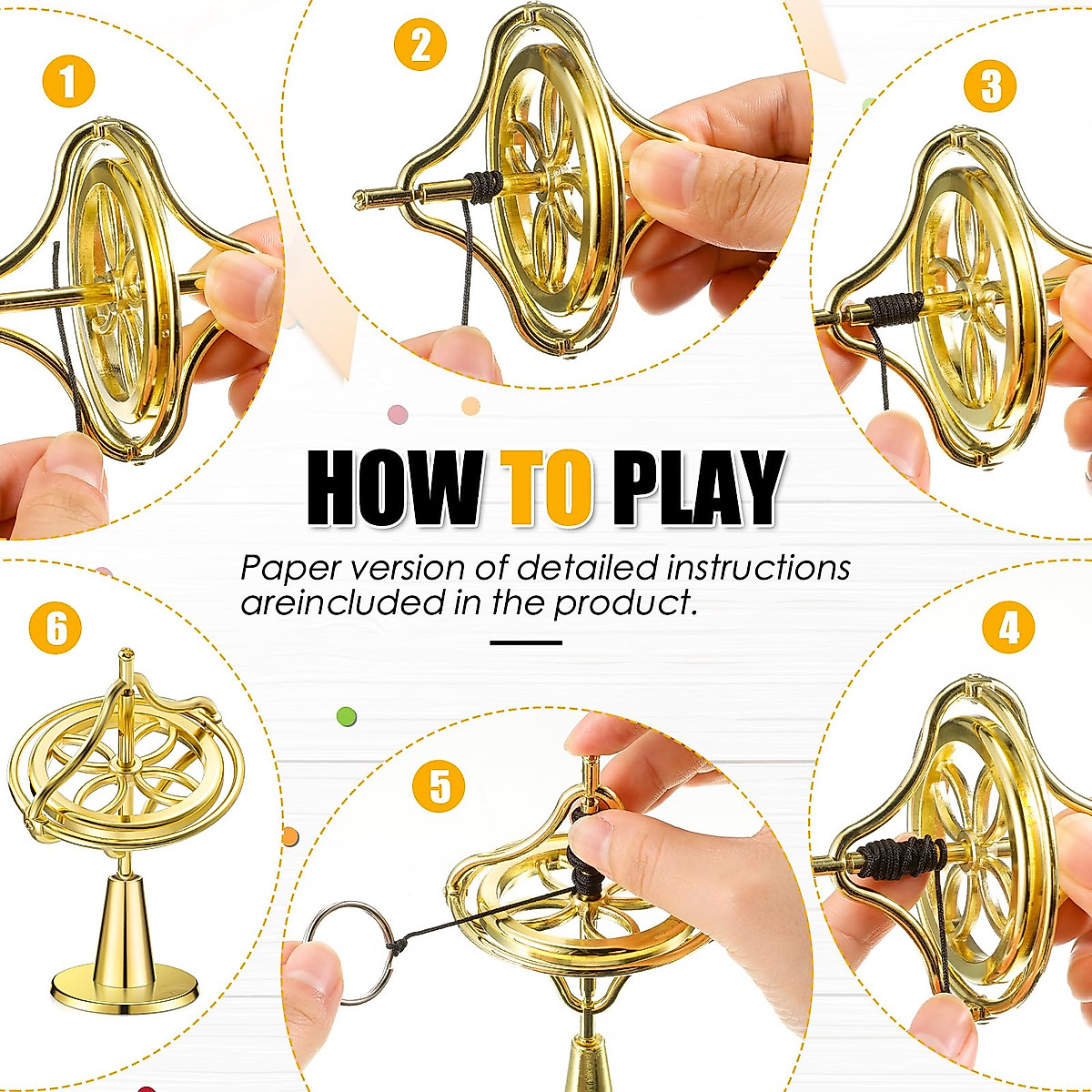 meekoo 2 Packs Gyroscope Toys Metal Anti Gravity Gyroscope Colorful Precision Top Gyroscope for Christmas Educational Gifts(Gold)