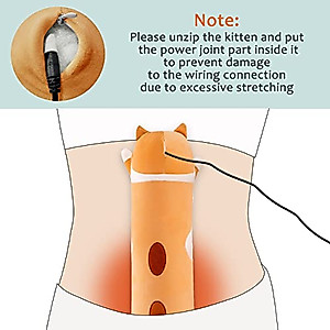 CRIMMY Heating Pad for Menstrual Cramps Period & Neck Shoulder Pain Relief, Portable Cuddly 19.7" Plush Cat with a Hot Soft Belly USB Powered, Gift for Daughter Girlfriend Wife (Brown)