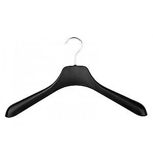 NAHANCO W007B Plastic Jacket Hangers, Concave, 17", Black (Pack of 24)