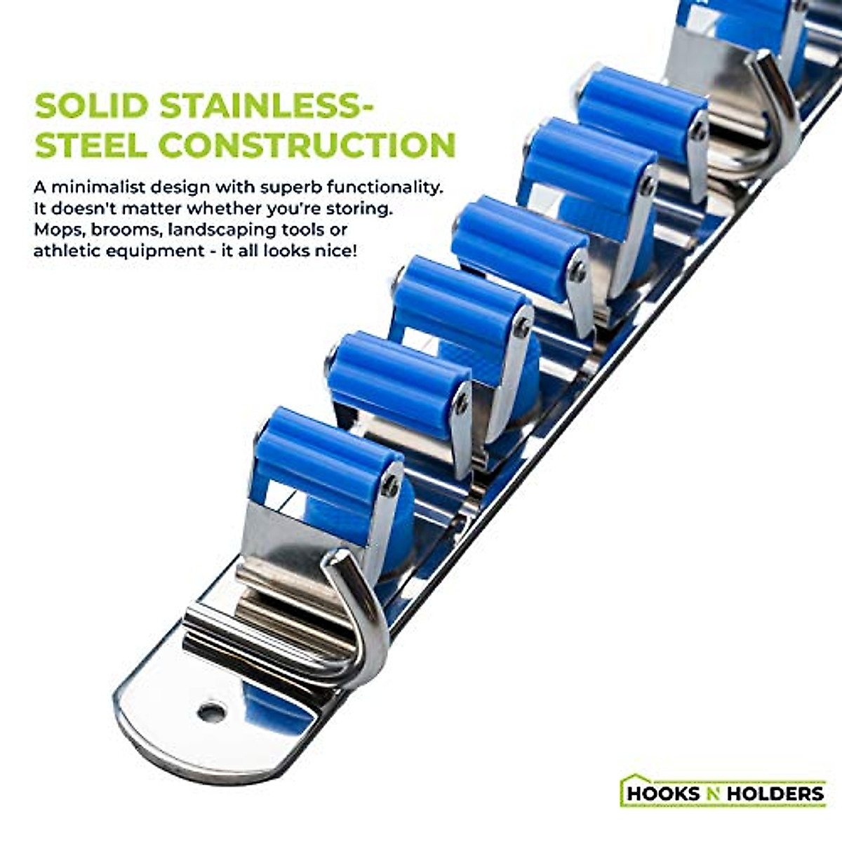 Tool Organizers and Storage 12 Slots and 6 Hooks Wall Mounted Garden Tool Rack, Garden Tool Organizer, Broom Holder Wall Mount, Garage Tool Organization and Storage, Industrial Steel Hooks N Holders