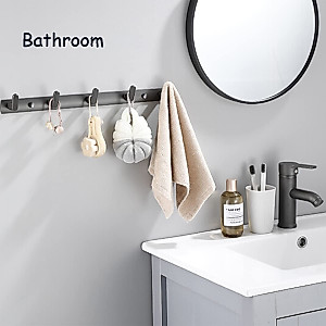 Gxfctys Coat Rack Wall Mount, Modern Wall Hooks for Hanging Coat Clothes Hats Bags with 4 Hooks, Space Aluminum Black Towel Rack for Kitchen Entryway Bathroom Bedroom (Style 1, 4 Hooks)