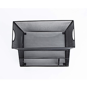 Mind Reader DEEPORG-BLK Metal Mesh Large File Storage Basket For A4 Paper, Legal Documents, Folder & Magazine Holder, Office Organization, Black Deep Org