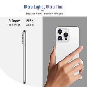 Deeptick Unlock Phone, Android 13 Cellphone, Triple SIM Card Slots, 6800mAh Battery, 6.8 inches Android Phones HD+ Screen,Face ID Qlink Cell Phones (White)